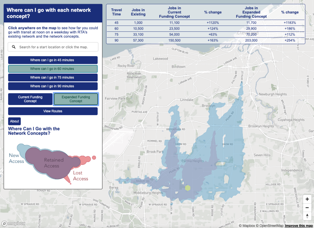 Cleveland: See Where You Could Go — Human Transit